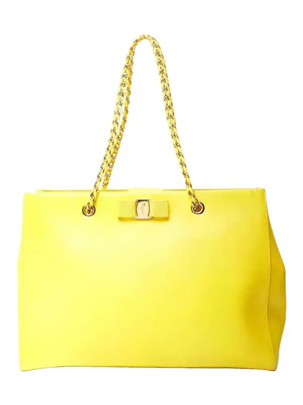 FERRAGAMO Vara Chain Tote Bag - Yellow