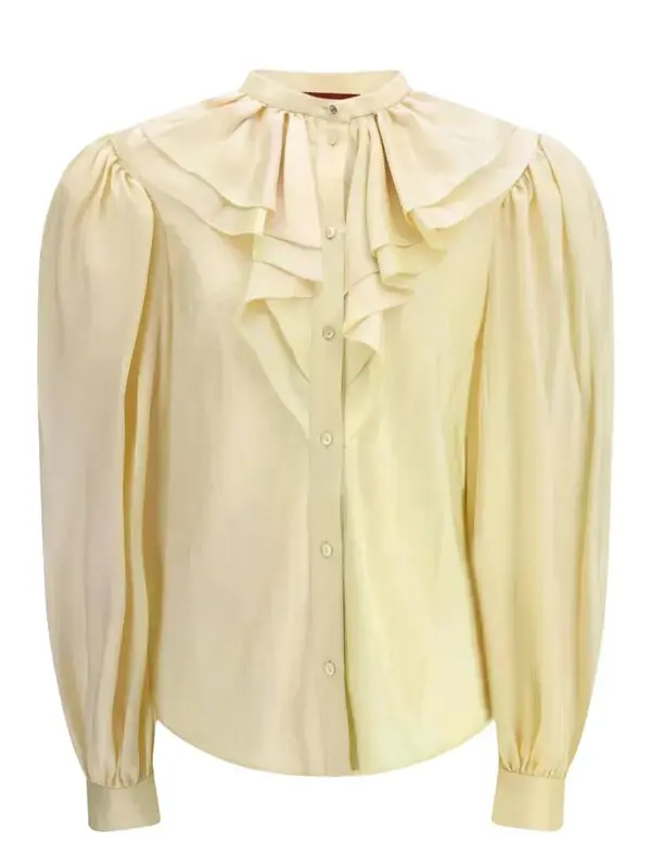 Gucci Ruffled Silk Twill Shirt - Neutrals