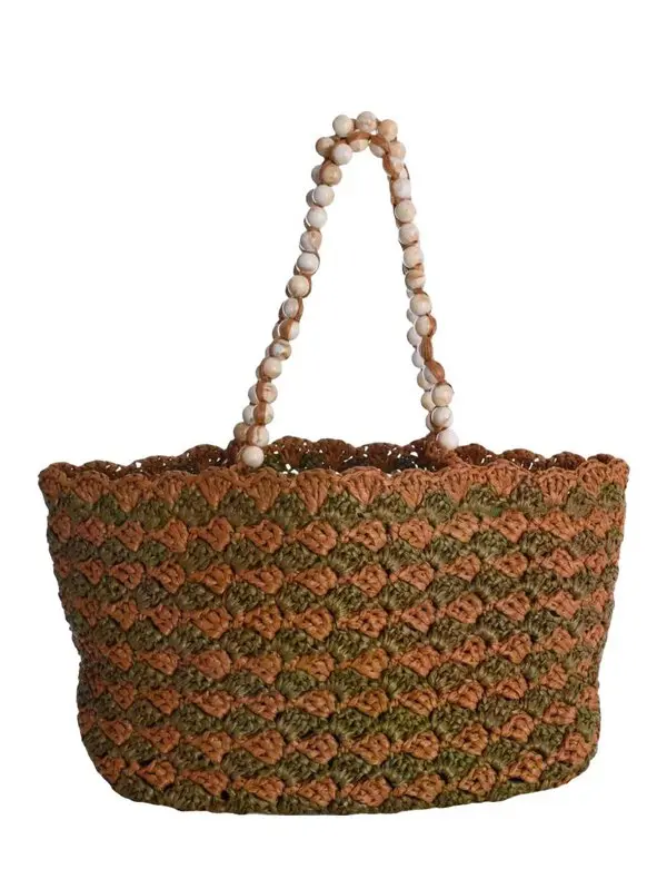 0711 TBILISI Capri Beaded Beach Bag - Brown