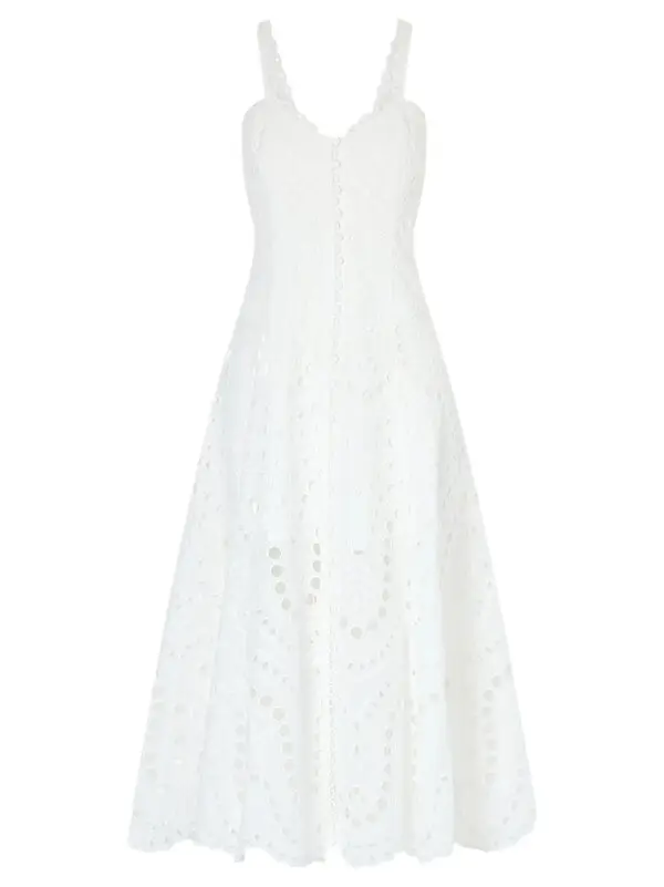 Charo Ruiz Ibiza Solace Broderie Anglaise Midi Dress - White