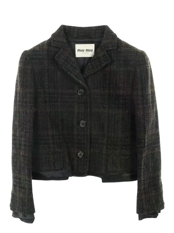 Miu Miu 2010s Plaid Wool Jacket - Grey