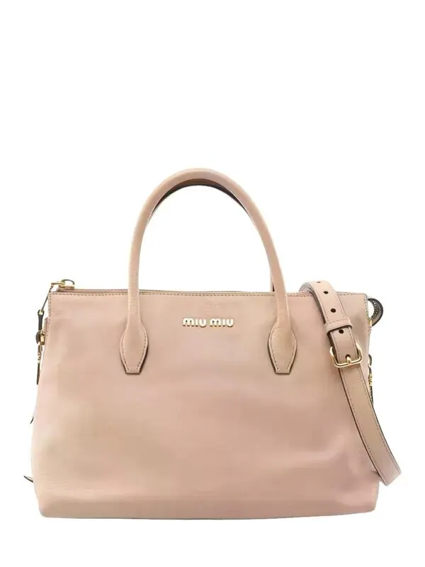 Miu Miu Madras Leather Handbag - Neutrals