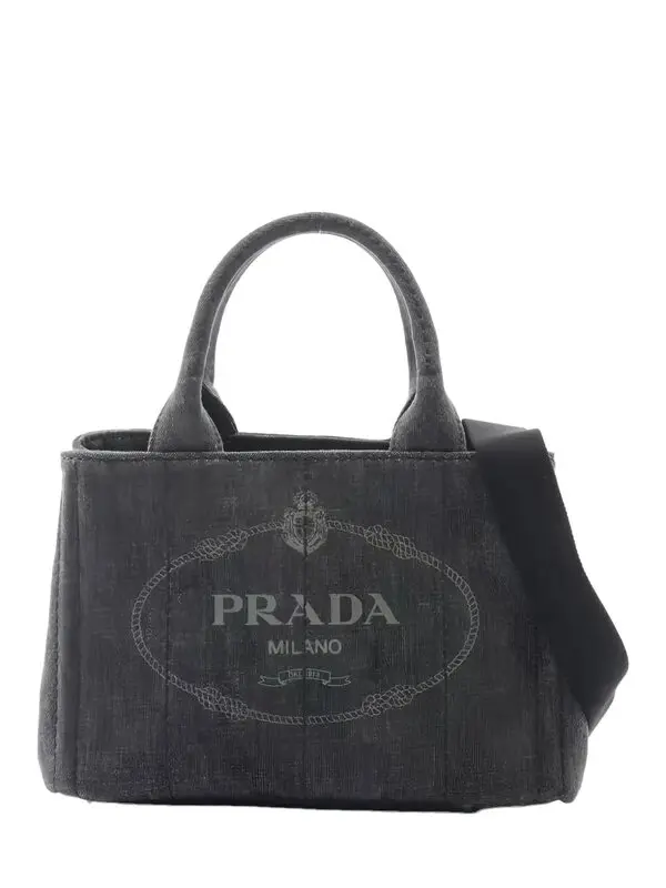 Prada 2010s Canapa Denim Tote Bag - Grey