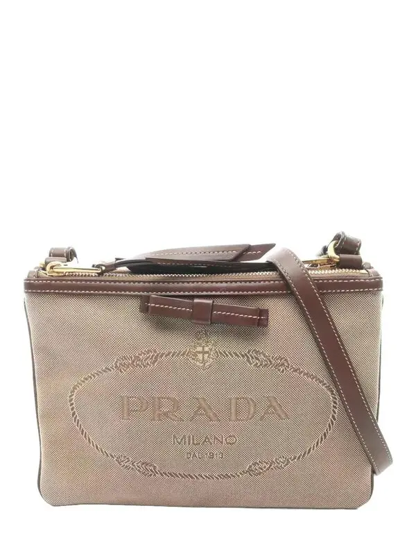 Prada 2010s Jacquard Logo Shoulder Bag - Neutrals