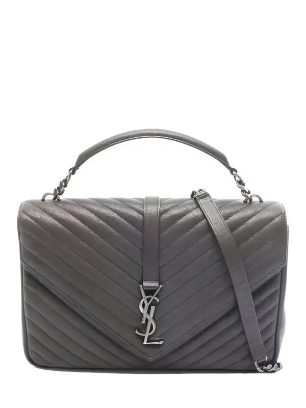 Saint Laurent 2010s Monogram Leather Handbag - Grey