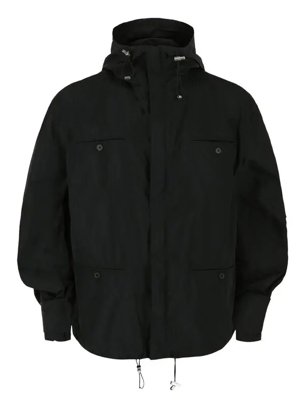 FERRAGAMO Hooded Windbreaker Jacket - Black