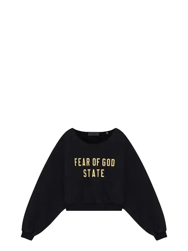 Fear Of God Heavy Fleece Raw Cropped Crewneck - Black