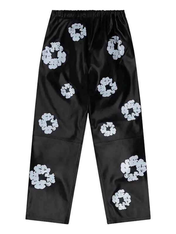 DENIM TEARS Leather Cotton Wreath Sweatpants - Black