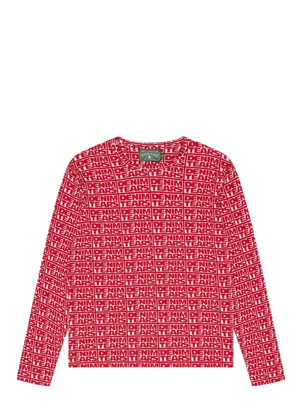 DENIM TEARS Jacquard Long Sleeve Tee - Red