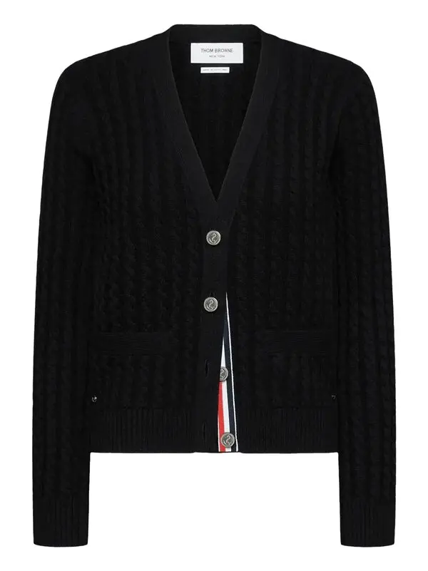 Thom Browne Classic V-neck Cashmere Cardigan - Black