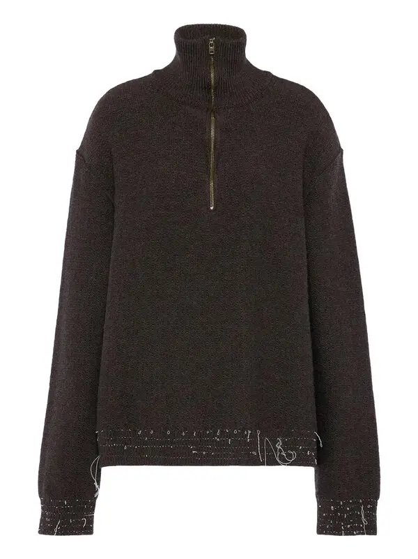 MAISON MARGIELA Quarter Zip Top - Brown