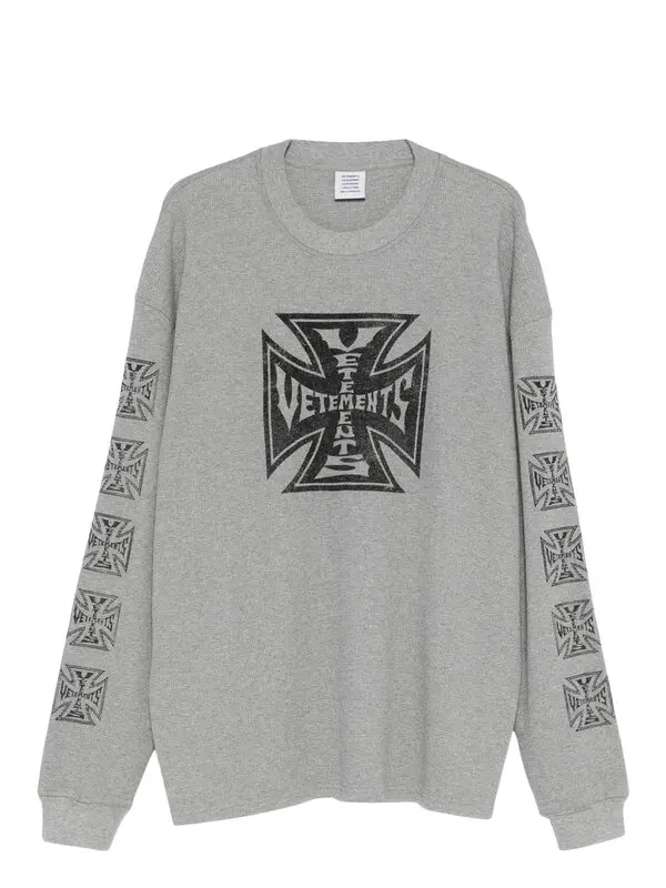 Vetements Biker Cross Waffle Long-sleeve Top - Grey