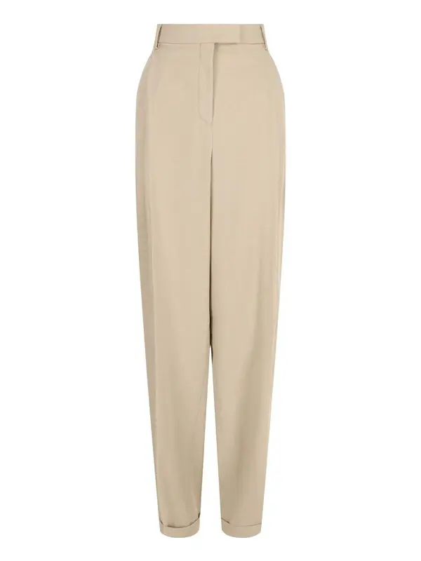 FERRAGAMO Wide Leg Wool Trousers - Cream