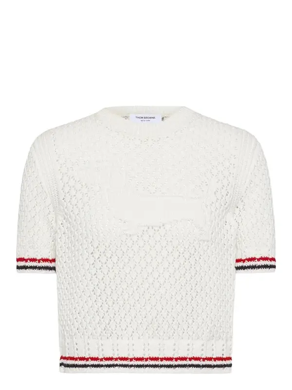 Thom Browne Hector Icon Pointelle Stitch T-shirt - White