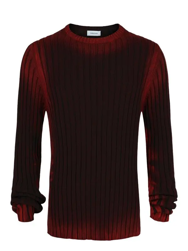 FERRAGAMO Tie-dye Ribbed Sweater - Red