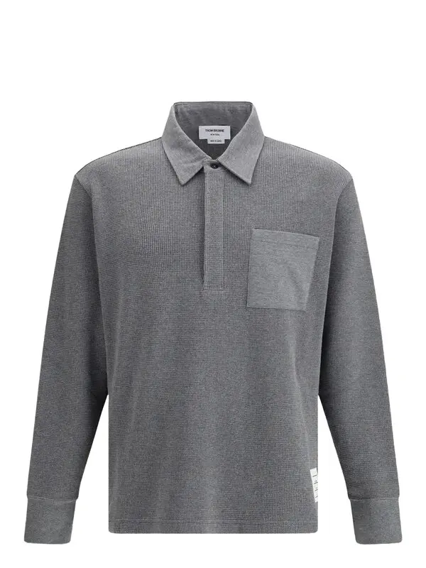 Thom Browne Textured Cotton Rugby Polo - Grey