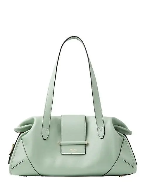 JIMMY CHOO Leather Medium Holdall Shoulder Bag - Verde/shiny Gold