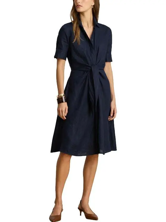 Ralph Lauren Wakana Linen Shirt Dress - Lauren Navy