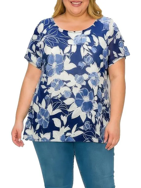 STANDARDS & PRACTICES Floral Print Top - Navy