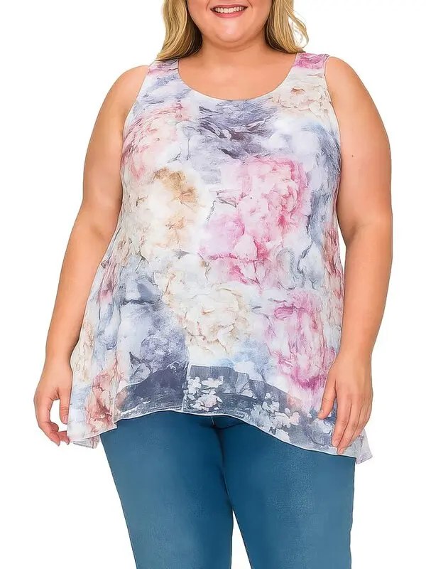 STANDARDS & PRACTICES Rose Print Mesh Top - Rose Lace