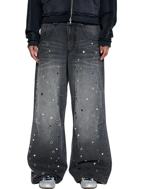 JADED LONDON Trixa Jewel Studded Colossus Jeans - Black