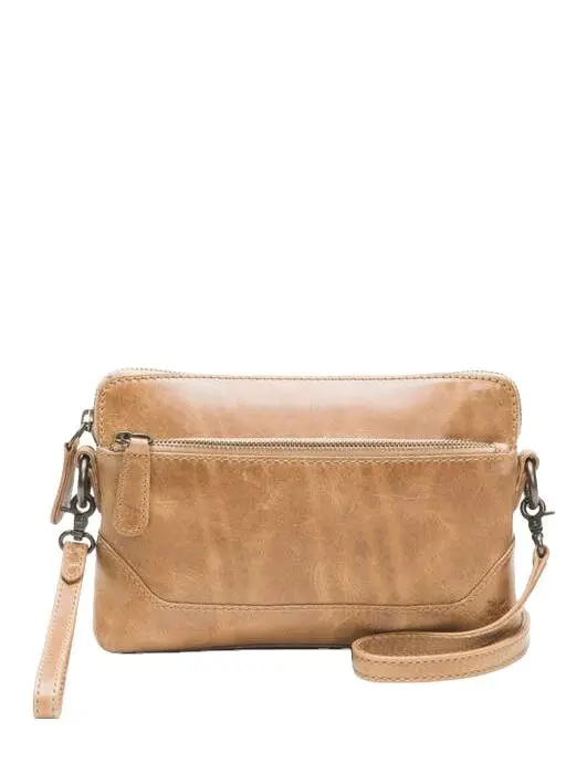 THE FRYE COMPANY Melissa Convertible Leather Wristlet - Beige