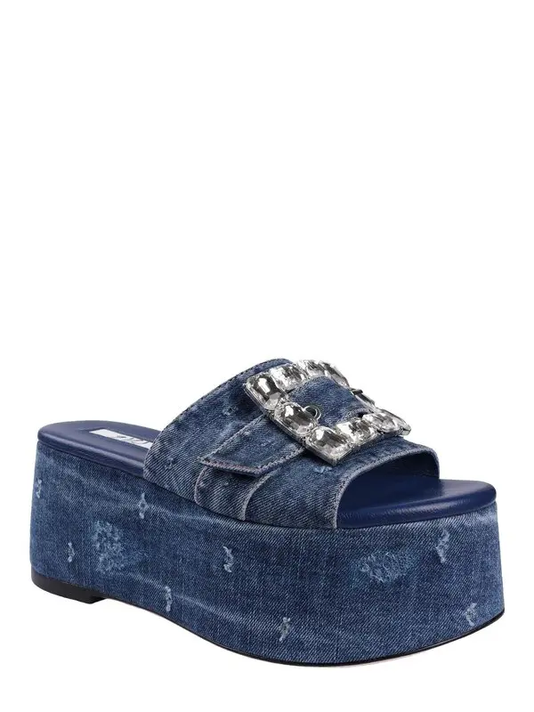 ZIGI Alena Platform Wedge Slide Sandal - Blue