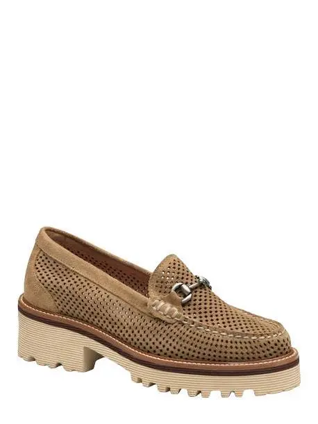 Johnston & Murphy Emmalynn Perforated Bit Loafer - Taupe Suede