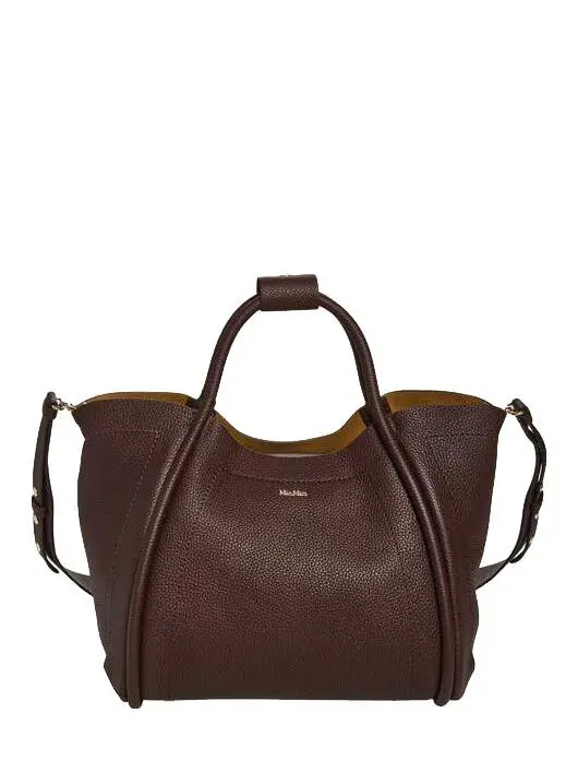 Max Mara Grained Leather Tote - Bordeaux