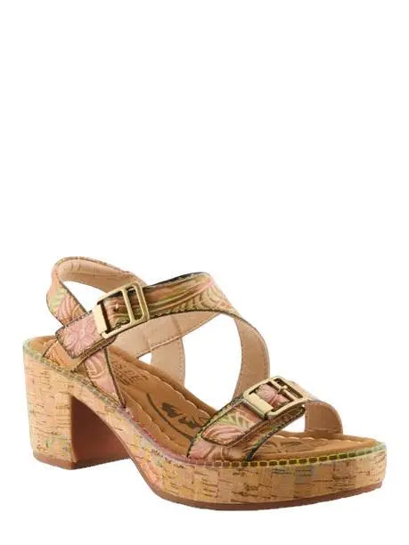 SPRING STEP SHOES Jess Platform Sandal - Tan Multi