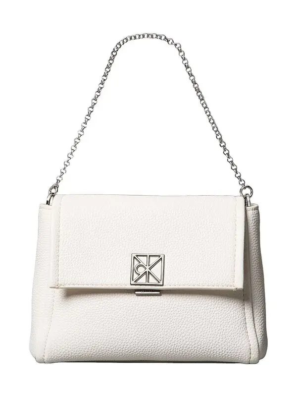 Calvin Klein Emblem Logo Pebble Crossbody Bag - White Alyssum