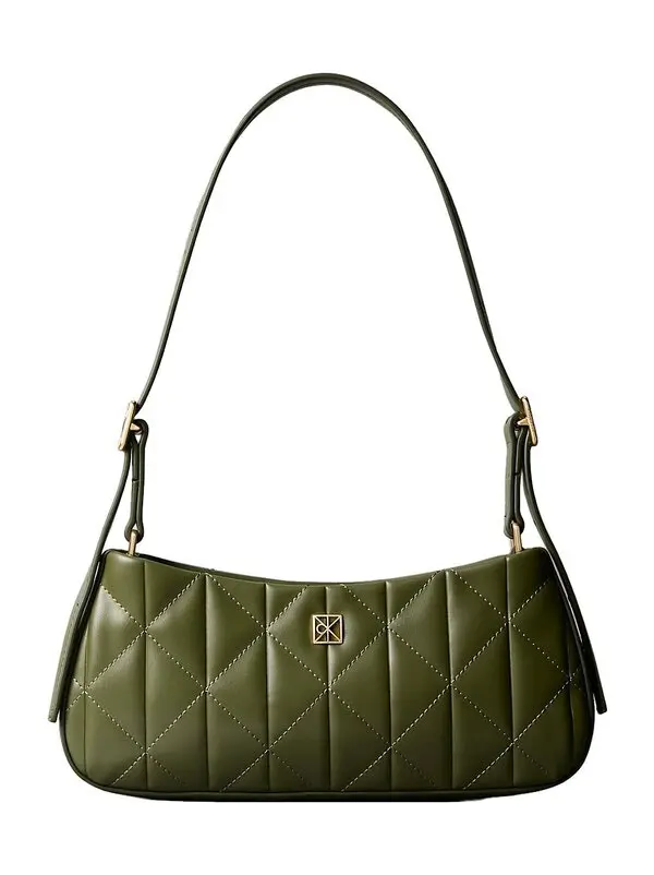 Calvin Klein Quilted Emblem Logo Small Shoulder Bag - Cypress