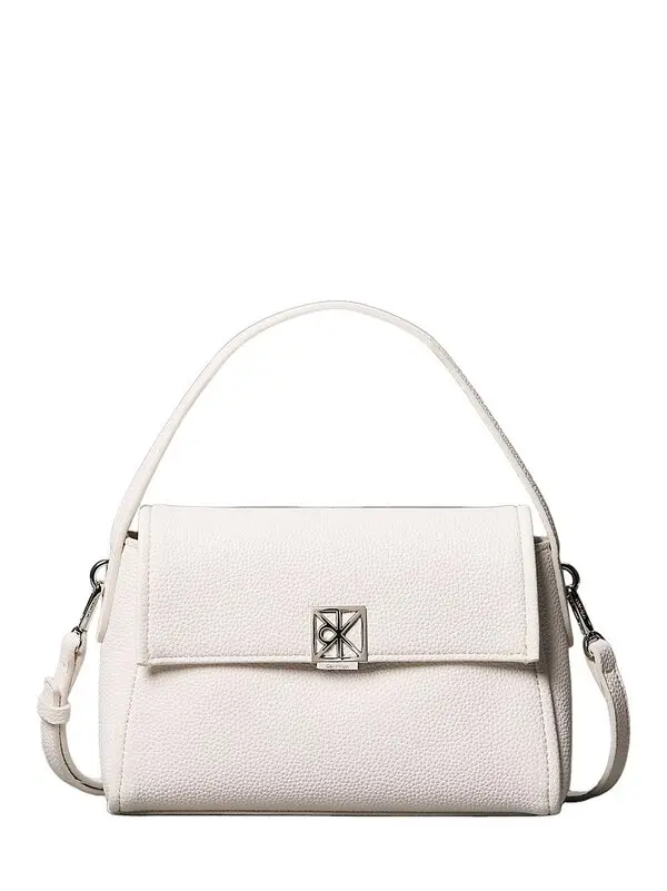 Calvin Klein Emblem Logo Pebble Shoulder Bag - White Alyssum