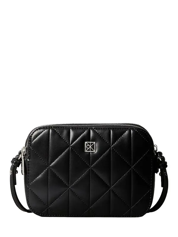 Calvin Klein Quilted Emblem Logo Camera Bag - Black