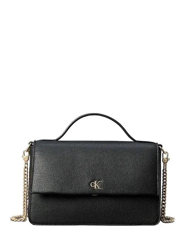 Calvin Klein Monogram Flap Phone Crossbody Bag - Black