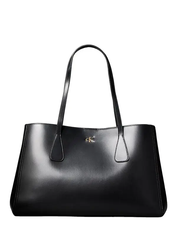 Calvin Klein Monogram Snap Large Tote Bag - Black