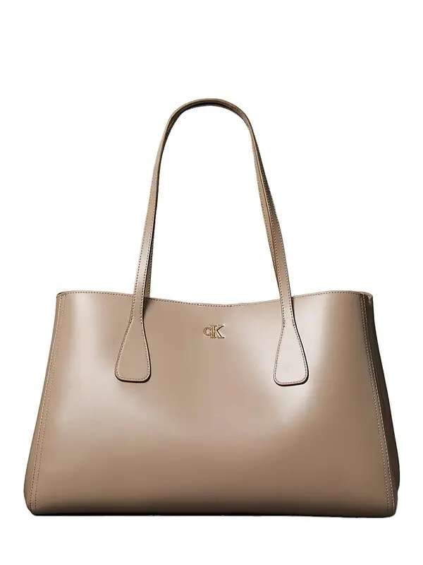 Calvin Klein Monogram Snap Large Tote Bag - Desert Taupe