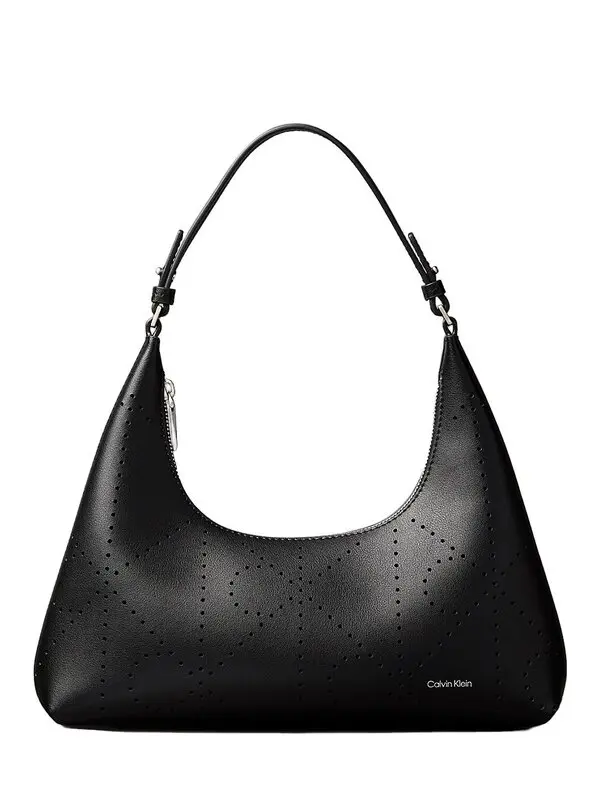 Calvin Klein Perforated Emblem Shoulder Bag - Black
