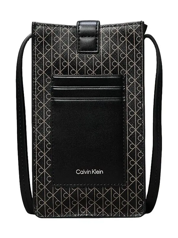 Calvin Klein Emblem Logo Phone Crossbody Bag - Black Aop
