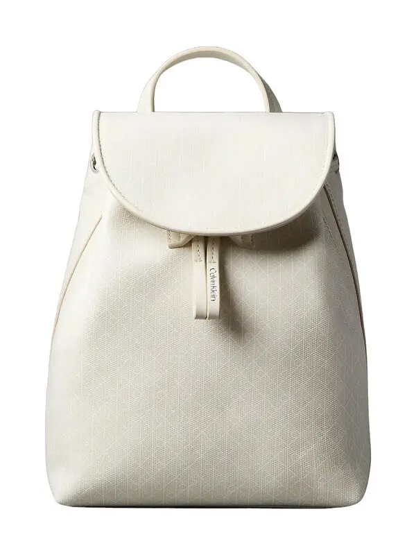 Calvin Klein Allover Emblem Logo Backpack - Lily White Aop