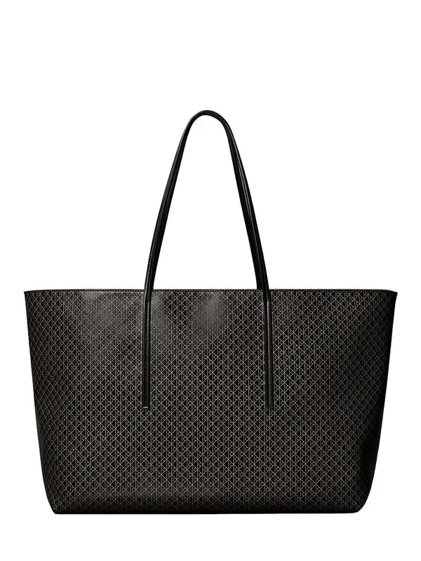 Calvin Klein Allover Emblem Logo Large Tote Bag With Pouch - Black Aop