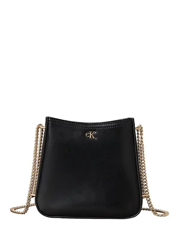 Calvin Klein Monogram Chain Saddle Bag - Black