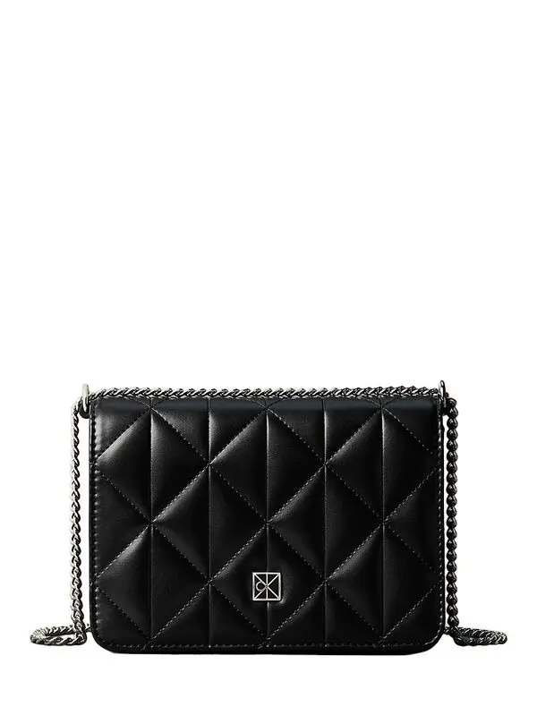 Calvin Klein Quilted Emblem Logo Mini Chain Bag - Black