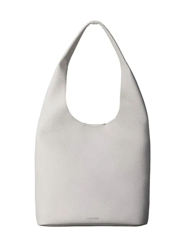 Calvin Klein Pebble Grain Medium Slouchy Shoulder Bag - White Alyssum