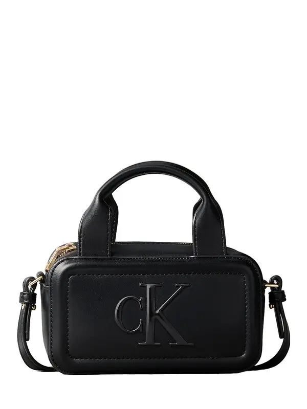 Calvin Klein Monogram Bauletto Bag - Black