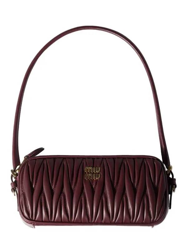 Miu Miu Matelassé Nappa Leather Pouch - Burgundy
