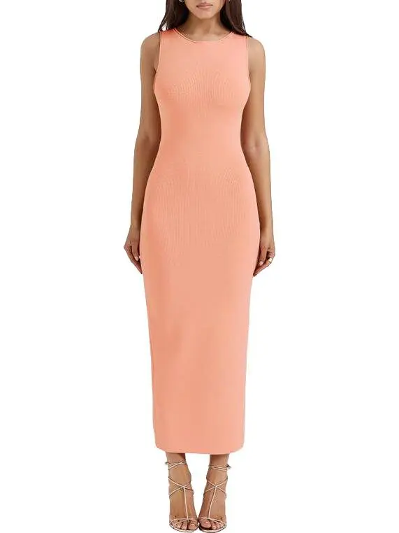 House Of Cb Noli-b Sleeveless Knit Maxi Dress - Peach Nectar