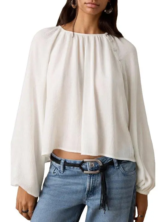 Mango Metallic Raglan Sleeve Top - Off White