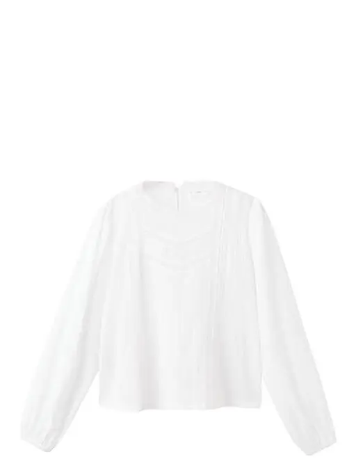 Mango Lace Inset Cotton Top - Off White