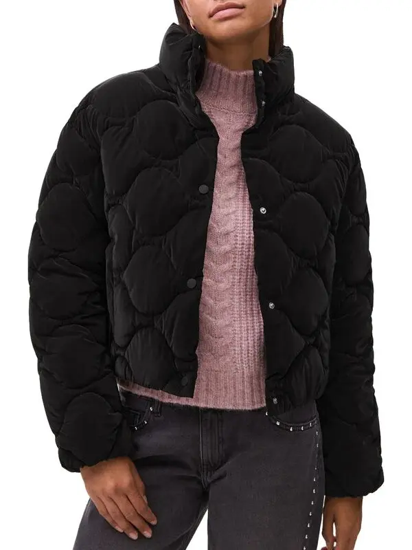 Mango Quilted Puffer Coat - Black